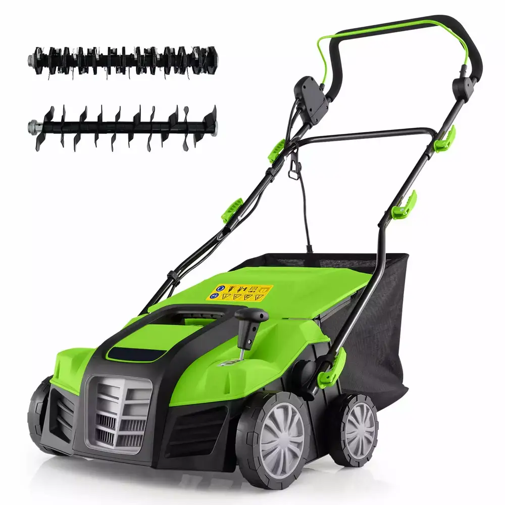 IRONMAX 16-Inch Electric Dethatcher & Scarifier 15A 2-In-1 Lawn ...